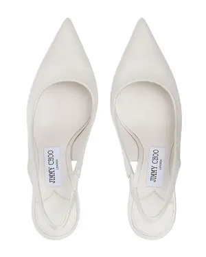 JIMMY CHOO Love Sb 85 Satin Slingback Pumps - Ivory