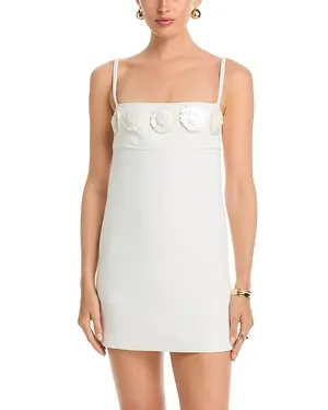 SELF-PORTRAIT Crepe 3d Sequin Flower Mini Dress - White