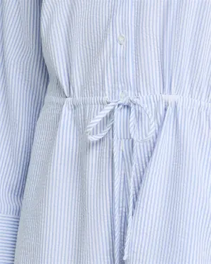 Aqua Striped Long-sleeve Romper