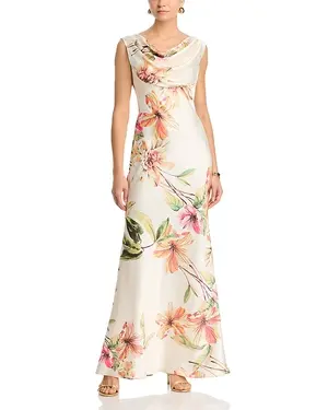 Eliza J Sleeveless Draped Gown - Champagne
