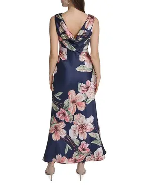 Eliza J Sleeveless Draped Gown - Navy