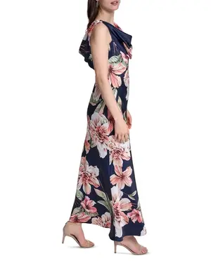Eliza J Sleeveless Draped Gown - Navy