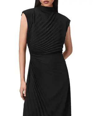ALLSAINTS Rayanna Pleated Midi Dress - Black