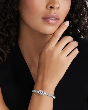Lagos Sterling Caviar Diamond Interlocking Circle Beaded Bracelet - Silver
