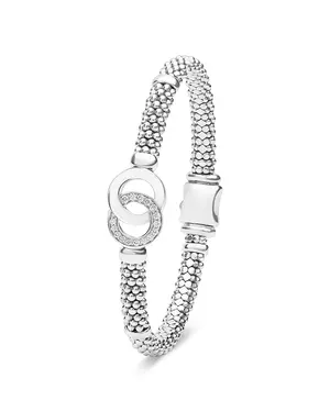 Lagos Sterling Caviar Diamond Interlocking Circle Beaded Bracelet - Silver