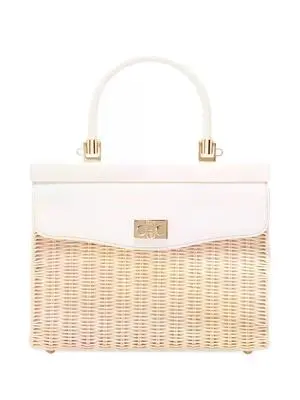 Rodo Wicker Top Handle Shoulder Bag - Neutrals