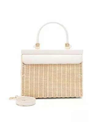 Rodo Wicker Top Handle Shoulder Bag - Neutrals