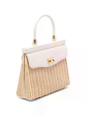 Rodo Wicker Top Handle Shoulder Bag - Neutrals