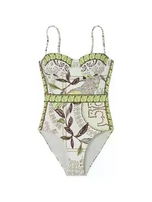 Tory Burch Printed Balconette One-piece Swimsuit - Neutrals