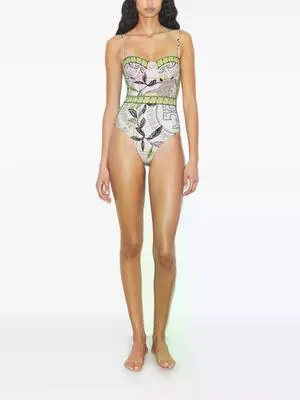 Tory Burch Printed Balconette One-piece Swimsuit - Neutrals