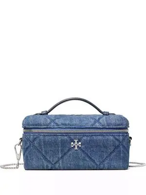 Tory Burch Kira Diamond Quilt Denim East-west Vanity Case - Blue