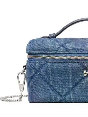 Tory Burch Kira Diamond Quilt Denim East-west Vanity Case - Blue