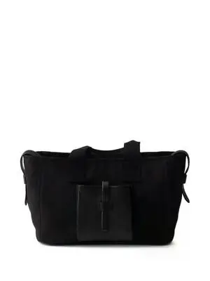 Prada Route Large Canvas And Leather Tote Bag - Black