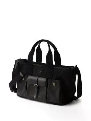 Prada Route Large Canvas And Leather Tote Bag - Black