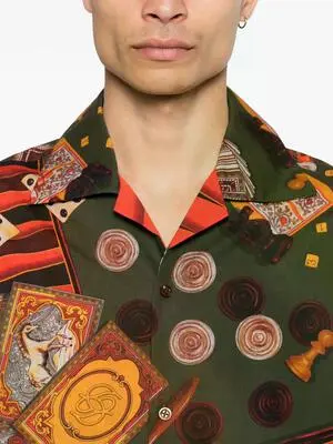 Drole De Monsieur Casino Patterned Short-sleeve Shirt - Green