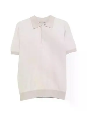 Canali Textured-knit Polo Shirt - Neutrals
