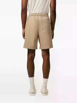 AMI Paris Cotton Gabardine Elasticated Waist Shorts - Brown