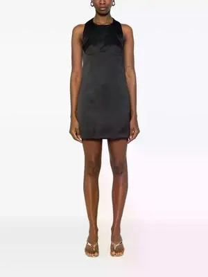 Elisabetta Franchi Duchess Satin Mini Dress With Necklace Detail - Black