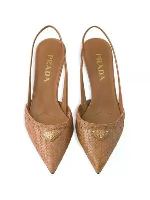 Prada Woven Leather Slingback Pumps