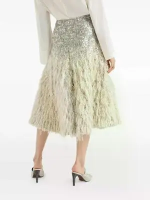 Brunello Cucinelli Sequin Embellished Midi Skirt - Neutrals