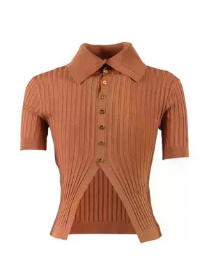 Elisabetta Franchi Ribbed Roll-neck Top - Brown