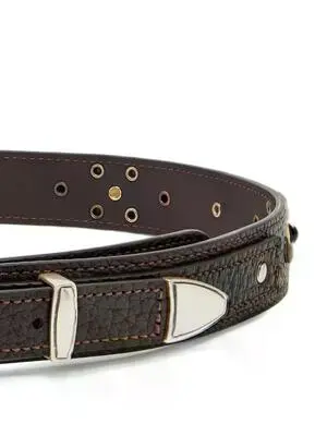 LEMAIRE Western Studs Leather Belt - Brown