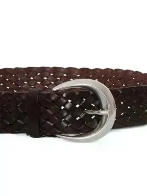 ORTIGNI Braided Leather Belt - Brown