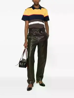 Versace Striped Point-collar T-shirt