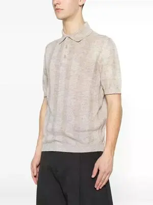 Brunello Cucinelli Ribbed Button Polo Shirt - Neutrals