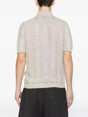 Brunello Cucinelli Ribbed Button Polo Shirt - Neutrals