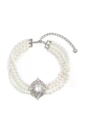 SELF-PORTRAIT Crystal Pearl Choker - Silver
