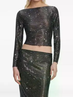 SELF-PORTRAIT Rhinestone Tulle Top