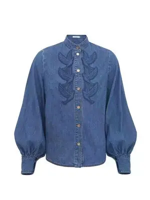 Zimmermann Button Denim Shirt - Blue