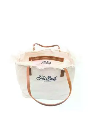 MC2 SAINT BARTH Embroidered Tote Bag With Fringe - Neutrals