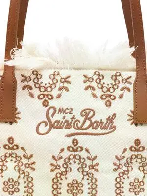 MC2 SAINT BARTH Floral-embroidered Fringed Tote Bag