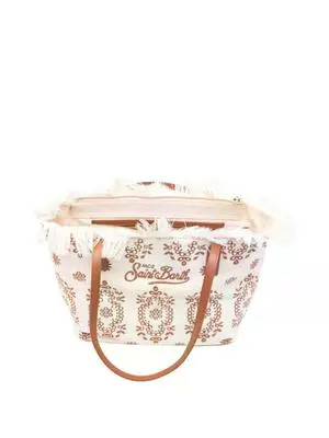 MC2 SAINT BARTH Floral-embroidered Fringed Tote Bag
