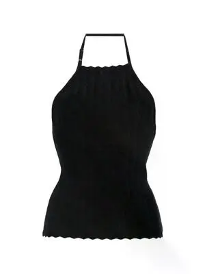 Jacquemus Le Tablier Scalloped Halter Top - Black