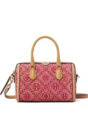 Tory Burch T Monogram Denim Petite Barrel Bag - Red