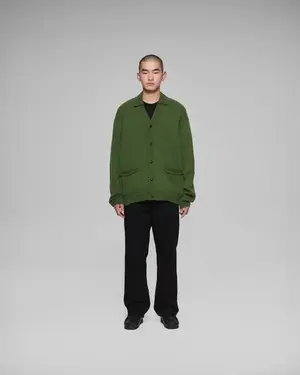 VOWELS Wool And Cashmere Blend Shirt Cardigan - Olive