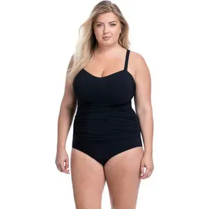 GOTTEX Tutti Frutti Sweetheart Neck Shirred One Piece - Black