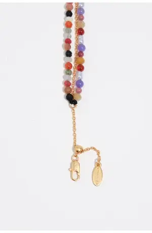Bimba Y Lola Multicolor Beaded Layered Necklace With Sun And Moon Motifs - Light Lilac