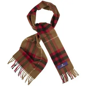 PRINCE OF SCOTS Heritage Plaid Fringed Merino Wool Scarf - Camel