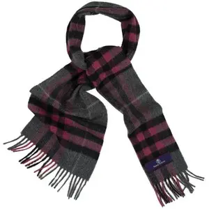 PRINCE OF SCOTS Heritage Plaid Fringed Merino Wool Scarf - Grey