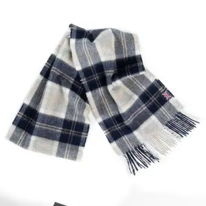 PRINCE OF SCOTS Heritage Plaid Fringed Merino Wool Scarf - Silver