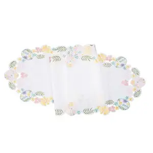 C&F HOME Elegant Easter Egg Cutwork Machine Washable Novelty Shaped Table Runner 17.5" X 68