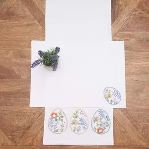 C&F HOME Floral Easter Egg 100% Cotton Embroidered Table Runner 14" X 72