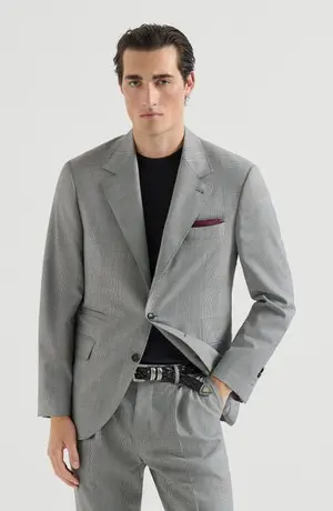 Brunello Cucinelli Prince Of Wales Blazer - Grey