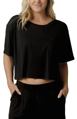 KINDRED BRAVELY Aria Cropped Short Sleeve Top - Black