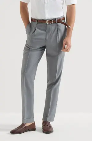 Brunello Cucinelli Leisure Fit Hopsack Trousers - Grey