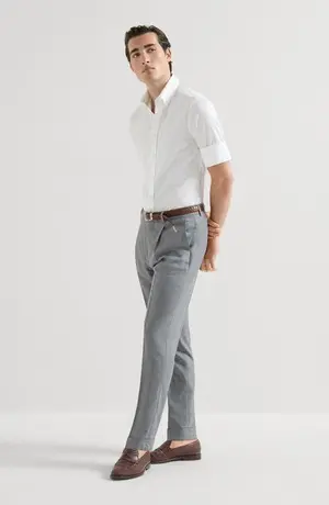 Brunello Cucinelli Leisure Fit Hopsack Trousers - Grey